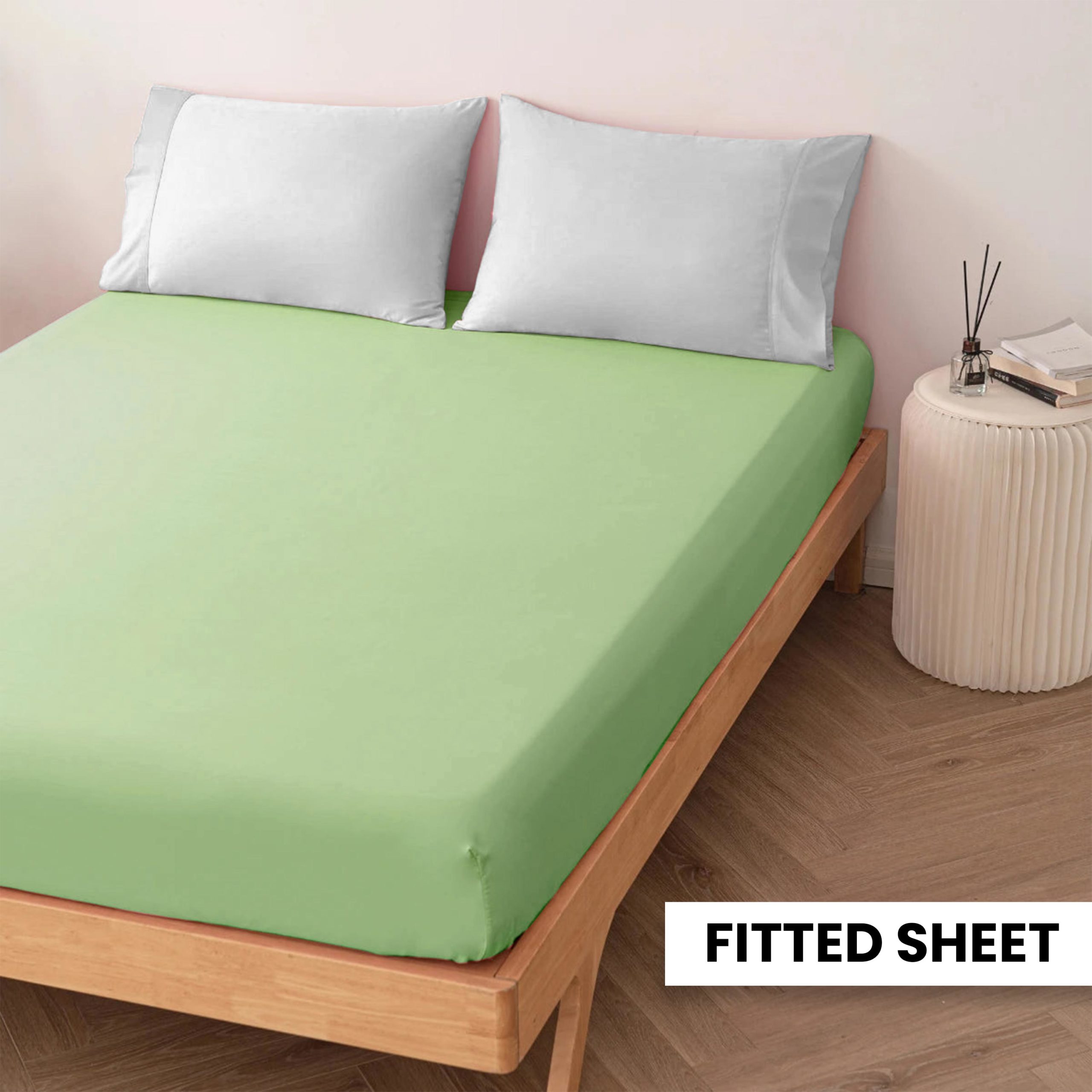 Plain Bed sheet Fitted Sheet and 2 Pillow cases - Single to King Size ...